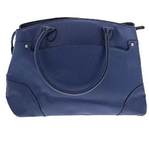 London Fog | Bags | London Fog Large Navy Blue Leather Tote Satchel ...